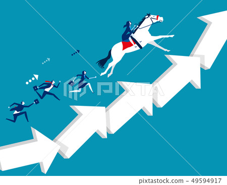 Business team moving up arrow step. Concept - Stock Illustration ...