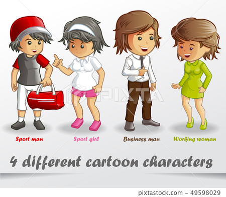 4 different cartoon characters. - Stock Illustration [49598029] - PIXTA