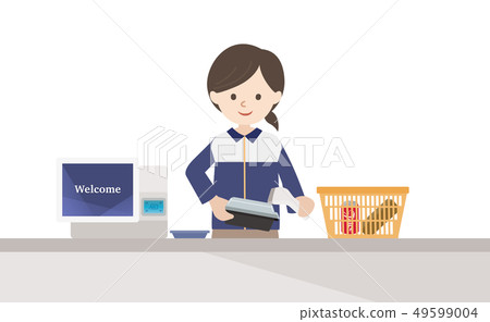 편의점 계산대 작업 - 스톡일러스트 [49599004] - PIXTA