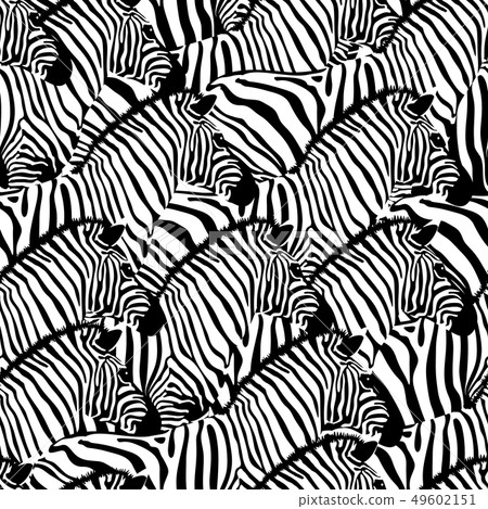 Zebra seamless pattern, reverse style. - Stock Illustration [49602151 ...