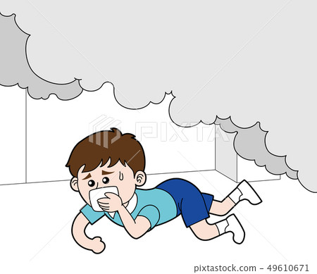 A boy going under the smoke smoke while holding... - Stock Illustration ...