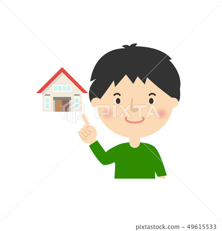 Male: Boy Pointing Check Pose House - Stock Illustration [49615533] - PIXTA