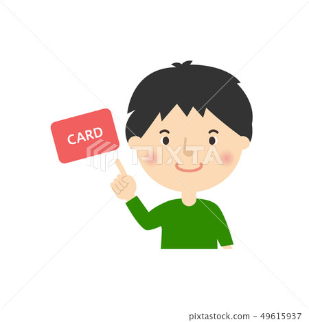 Male: boy pointing hand check pose card - Stock Illustration [49615937 ...