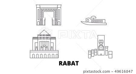 Morocco, Rabat line travel skyline set.... - Stock Illustration ...