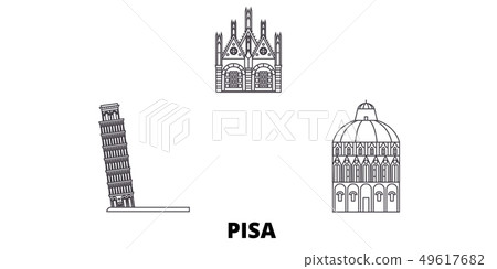 Italy, Pisa line travel skyline set. Italy,... - Stock Illustration ...
