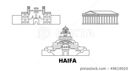 Israel, Haifa line travel skyline set. Israel,...-插圖素材 [49618920] - PIXTA圖庫