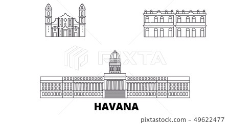 Cuba, Havana City line travel skyline set.... - Stock Illustration ...