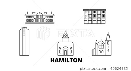 Canada, Hamilton line travel skyline set.... - Stock Illustration ...