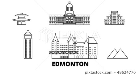 Canada, Edmonton line travel skyline set.... - Stock Illustration ...