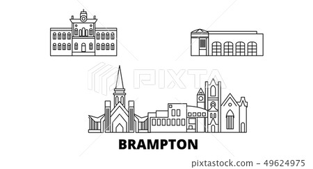 Canada, Brampton line travel skyline set.... - Stock Illustration ...