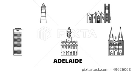 Australia, Adelaide line travel skyline set.... - Stock Illustration ...