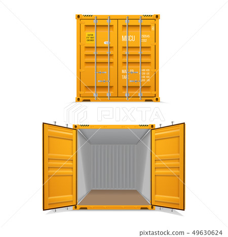 Realistic set of bright yellow cargo containers - Stock Illustration ...