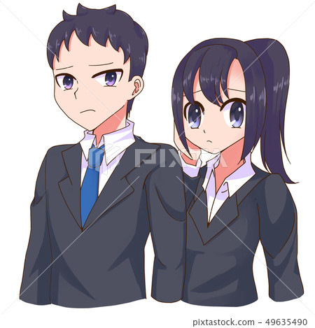 Suit male female anime touch disgusting face - Stock Illustration ...