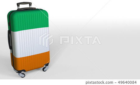 Traveler's suitcase with flag of Ireland. Irish... - Stock Illustration ...
