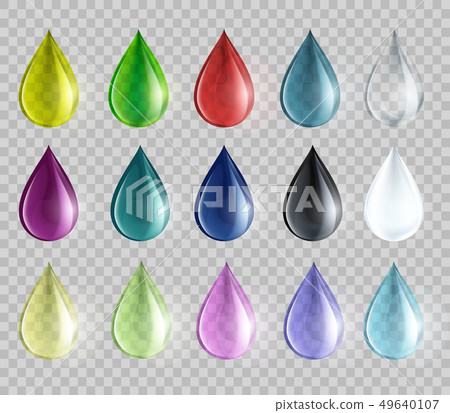 Set of colored drops. Isolated on a transparent - Stock Illustration ...