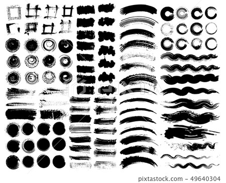 Set of brush strokes, Black ink grunge brush. - Stock Illustration ...