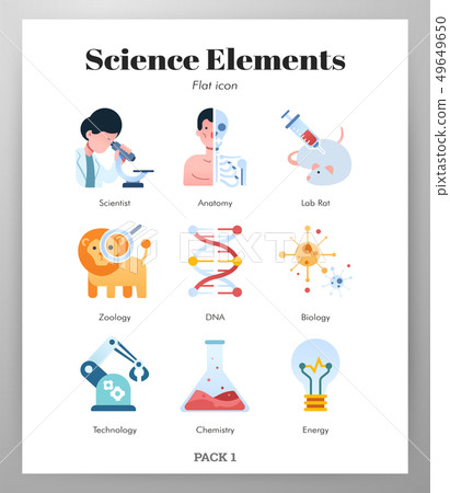 Science elements flat illustration - Stock Illustration [49649650] - PIXTA