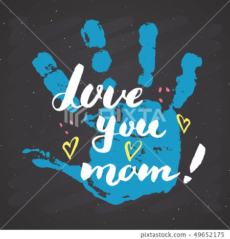 Love you, mom! Calligraphy handwritten lettering - Stock Illustration ...
