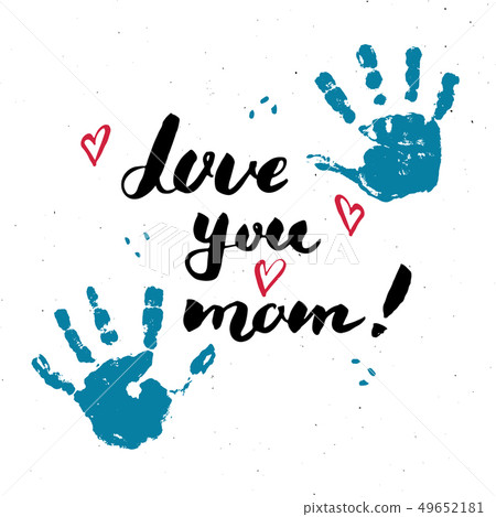Love you, mom! Calligraphy handwritten lettering - Stock Illustration ...