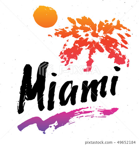 Miami Calligraphy lettering handwritten sign - Stock Illustration ...