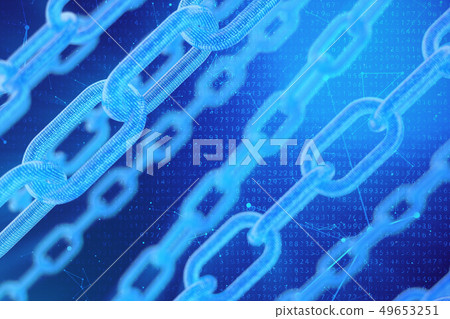 3D illustration digital blockchain code. Chain... - Stock Illustration ...