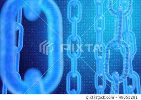 3D illustration digital blockchain code. Chain... - Stock Illustration ...