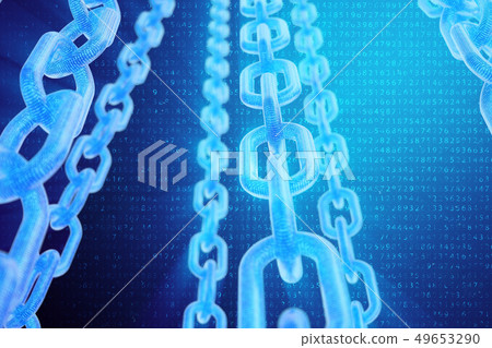 3D illustration digital blockchain code. Chain... - Stock Illustration [49653290] - PIXTA