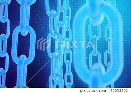 3D illustration digital blockchain code. Chain... - Stock Illustration ...