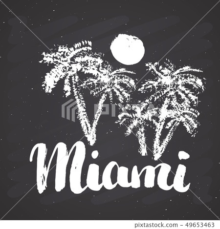 Miami Calligraphy lettering handwritten sign - Stock Illustration ...