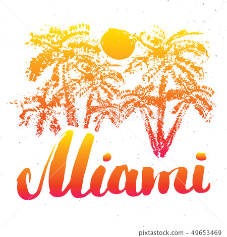 Miami Calligraphy lettering handwritten sign - Stock Illustration ...