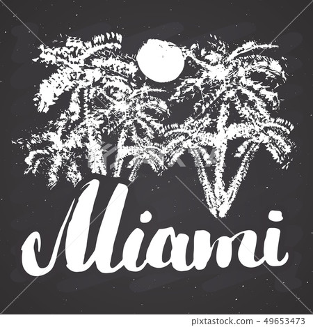 Miami Calligraphy lettering handwritten sign - Stock Illustration ...