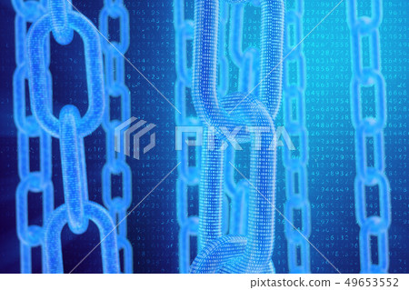 3D illustration digital blockchain code. Chain... - Stock Illustration ...
