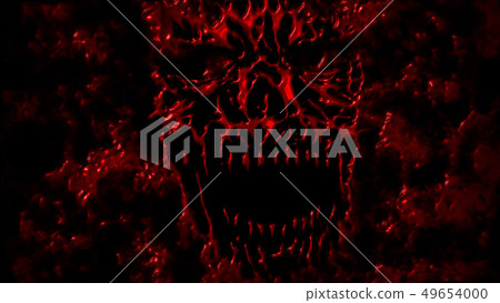 Red evil shabby head. Scary monster face-插圖素材 [49654000] - PIXTA圖庫