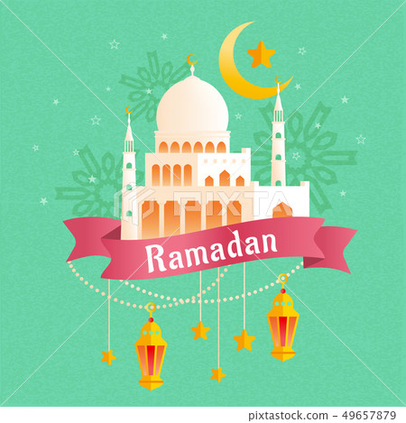 Ramadan white mosque flat design - Stock Illustration [49657879] - PIXTA