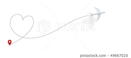 Flight route of the aircraft in the shape of a - Stock Illustration ...