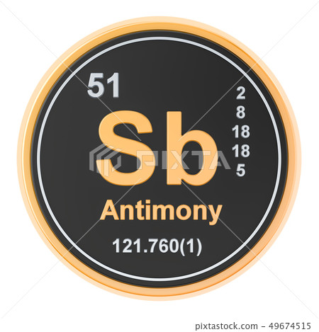 Antimony Sb stibium chemical element. 3D rendering - Stock Illustration ...