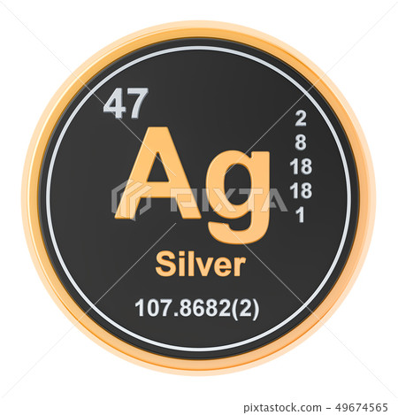 Silver Ag chemical element. 3D rendering - Stock Illustration [49674565 ...