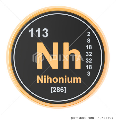 Nihonium Nh chemical element. 3D rendering - Stock Illustration ...