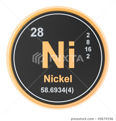 Nickel Ni chemical element. 3D rendering - Stock Illustration [49674596 ...