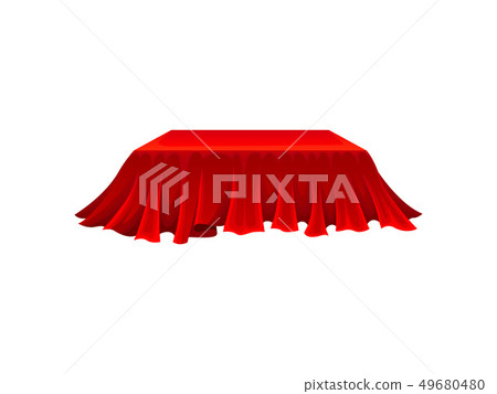 Rectangular box under red cloth on white... - Stock Illustration ...