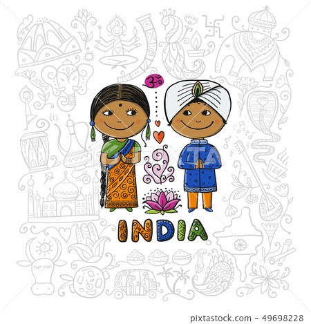 Indian people. Sketch for your design - Stock Illustration [49698228 ...