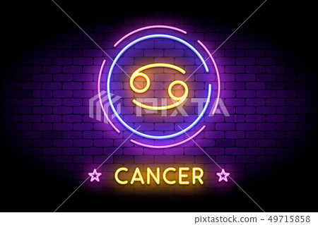 The Cancer zodiac symbol in neon style on a wall.-插圖素材 [49715858] - PIXTA圖庫