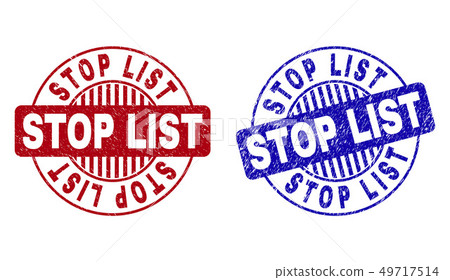 Grunge STOP LIST Textured Round Stamp Seals - Stock Illustration ...