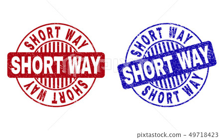 Grunge SHORT WAY Scratched Round Stamps - Stock Illustration [49718423 ...