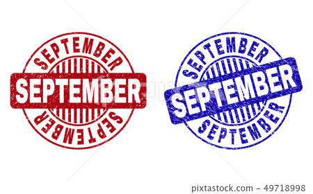 Grunge SEPTEMBER Scratched Round Watermarks - Stock Illustration ...