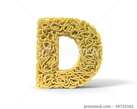 noodle in shape of D letter. curly spaghetti... - Stock Illustration ...