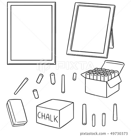 vector set of blackboard and chalk - Stock Illustration [49730373] - PIXTA