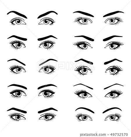 Set of various types of female eyes. - Stock Illustration [49732570 ...