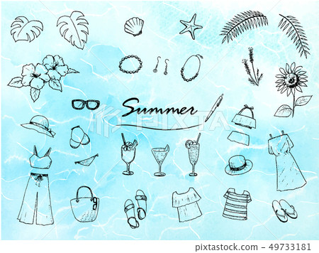 Fashion summer pen drawing set - Stock Illustration [49733181] - PIXTA