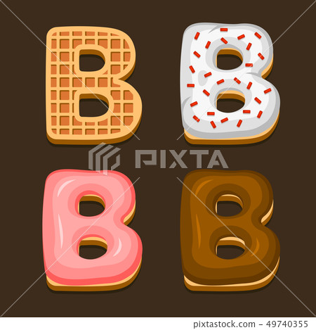 B Letter Belgium Waffles with different Toping... - Stock Illustration ...